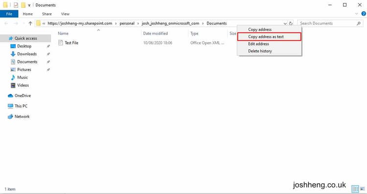 Mapping OneDrive for Business in File Explorer | Josh Heng