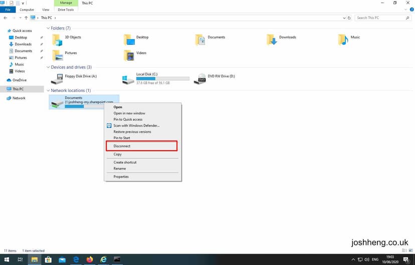 Mapping OneDrive for Business in File Explorer | Josh Heng
